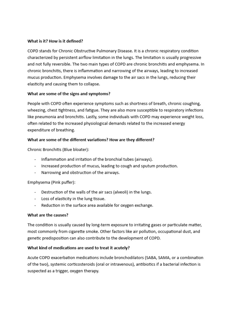 COPD Essay | PDF | Chronic Obstructive Pulmonary Disease | Bronchitis