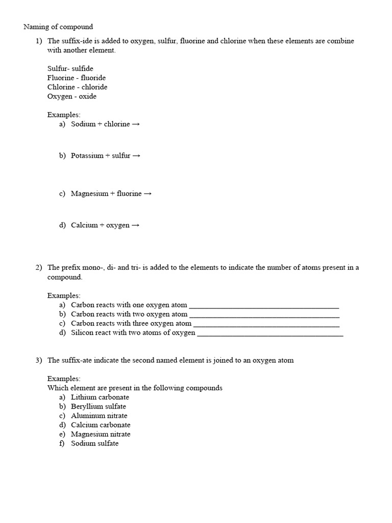Naming Of Compound Pdf