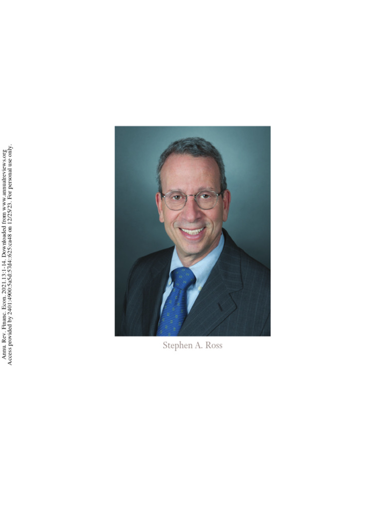 Brown Et Al 2021 The Contributions of Stephen A Ross To Financial ...