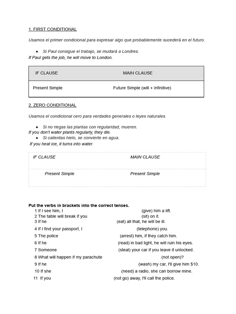 Zero y First Conditional | PDF | Language Families | Grammar