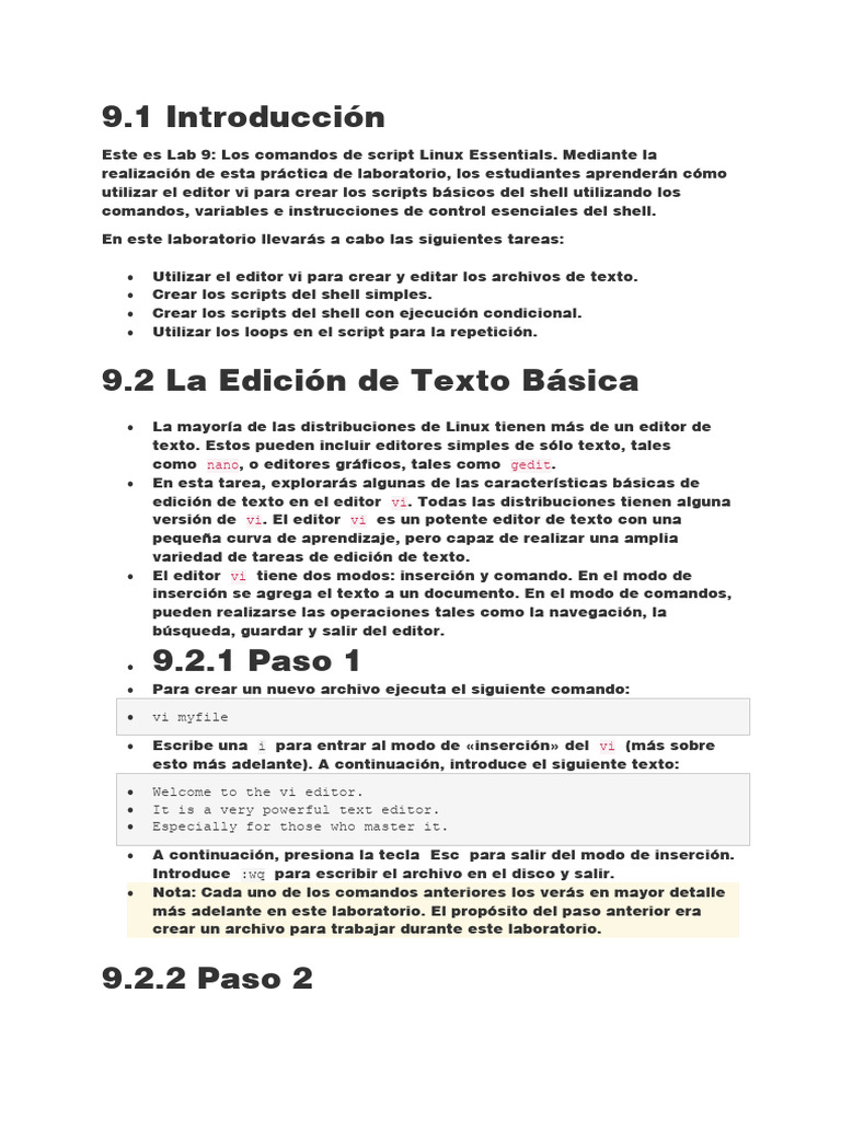 9.1 Introducción: Nano Gedit VI VI VI | PDF | Lenguaje de escritura | Ciencias de la Computación