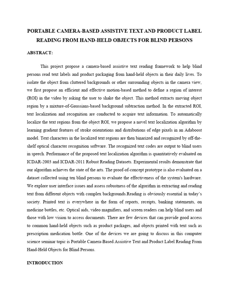PORTABLE CAMERA-BASED ASSISTIVE TEXT AND PRODUCT LABEL READING FROM ...