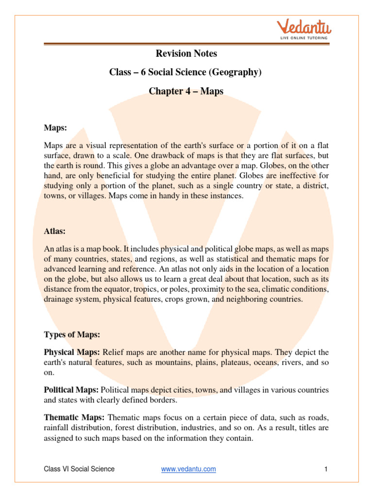 Maps Class 6 Notes CBSE Geography Chapter 4 [PDF] | Download Free PDF ...