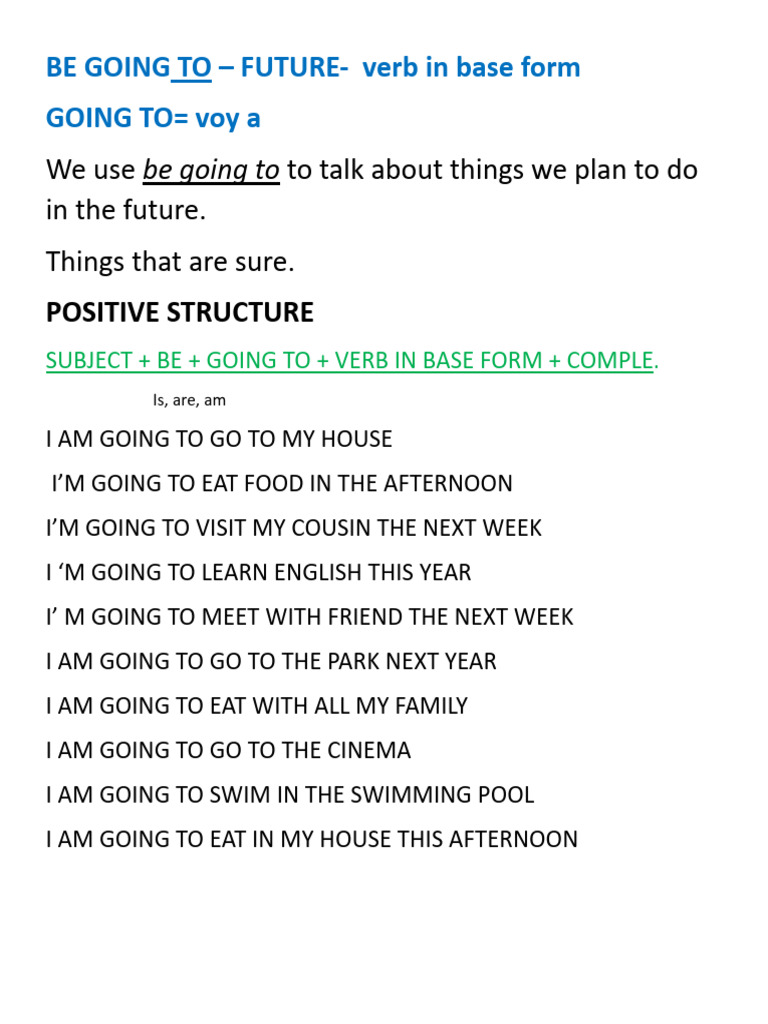 Be Going to.pdf Unit 12 | PDF