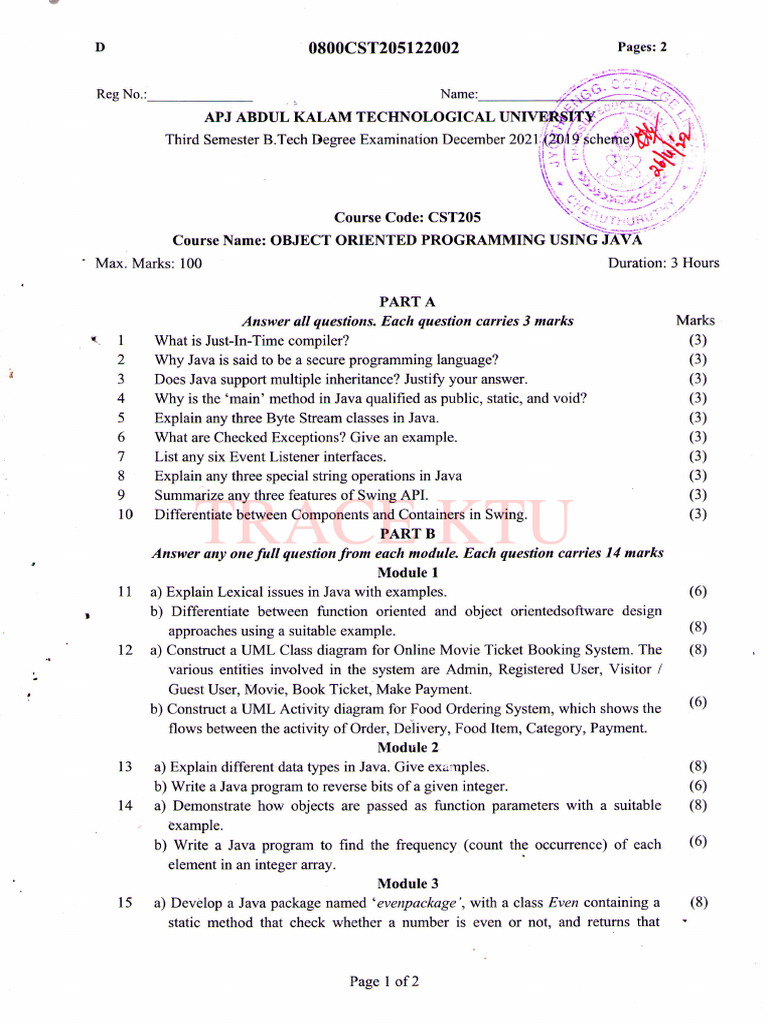 Cst205 Oopj Dec 2021 Download Free Pdf Java Programming Language Computer Programming 