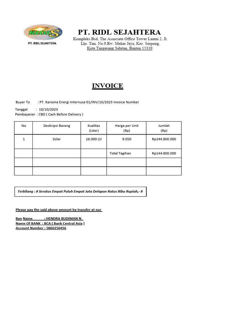 Invoice for Fuel Purchase | PDF