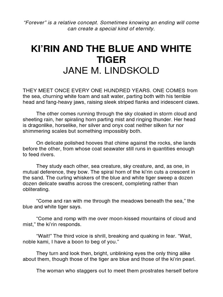 Jane M. Lindskold - Ki'rin and The Blue and White Tiger | PDF ...