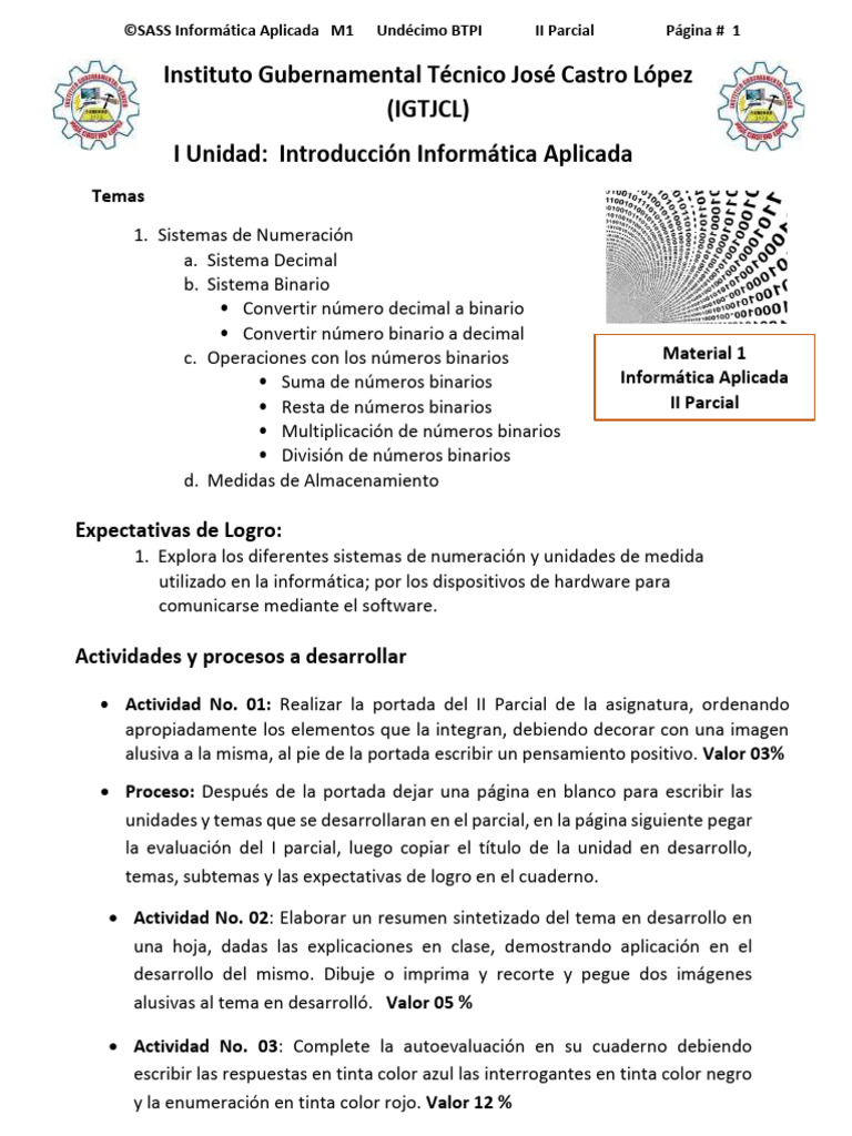 Material 1 II Parcial Informática Aplicada | PDF | Decimal | Notación