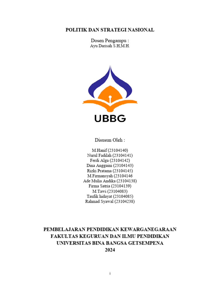 Politik dan Strategi Nasional 2024 | PDF