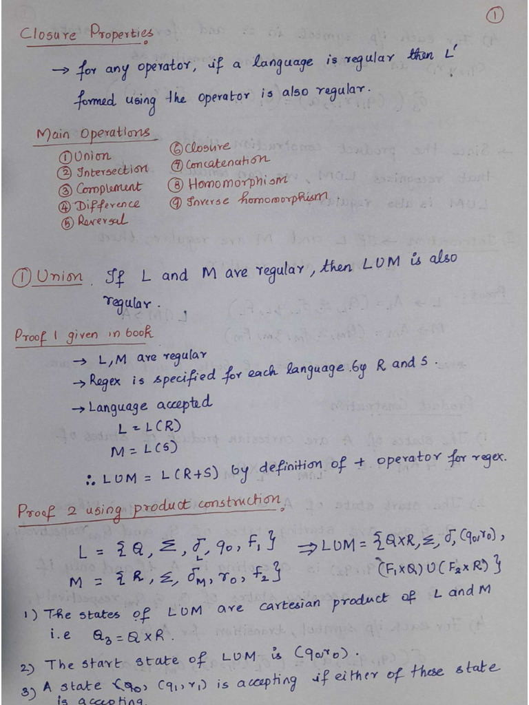 Unit 2 Closure Properties | PDF
