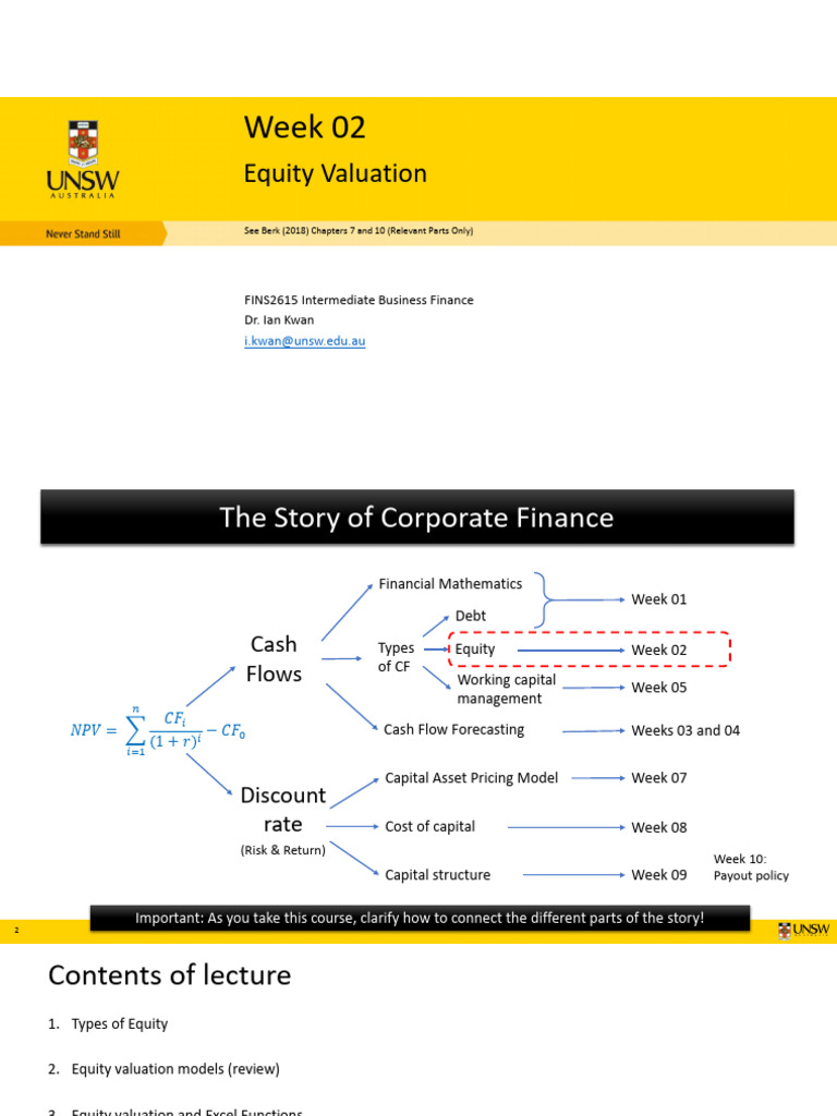 Week 02 Equity Valuation | PDF | Equity (Finance) | Valuation (Finance)