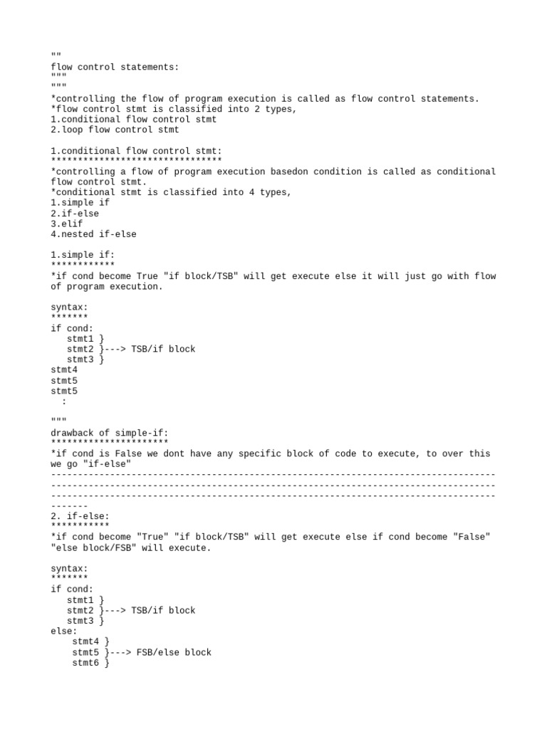 Conditional Flow Control Defination With Syntax | PDF | Control Flow ...