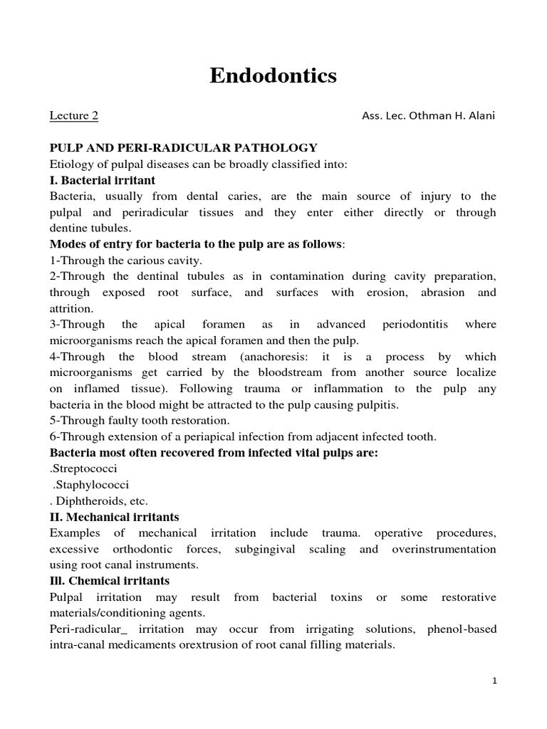Lec 13 Pulp and Peri-Radicular Pathology | PDF | Human Tooth | Dentin