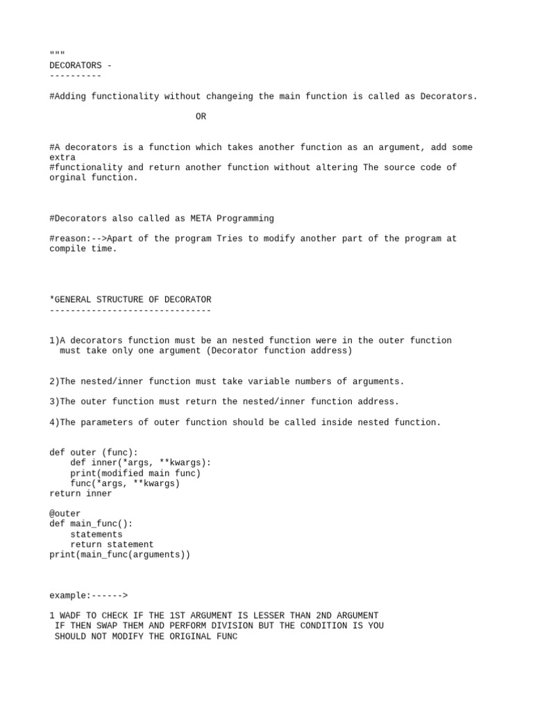 Decorator Part1 Notes Pdf Parameter Computer Programming Computer Science 1540