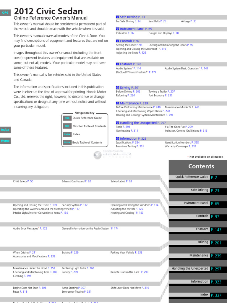 2012 Civic | PDF | Seat Belt | Airbag