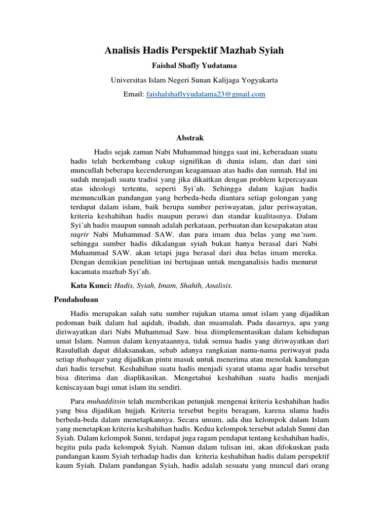 Analisis Hadis dalam Mazhab Syiah | PDF