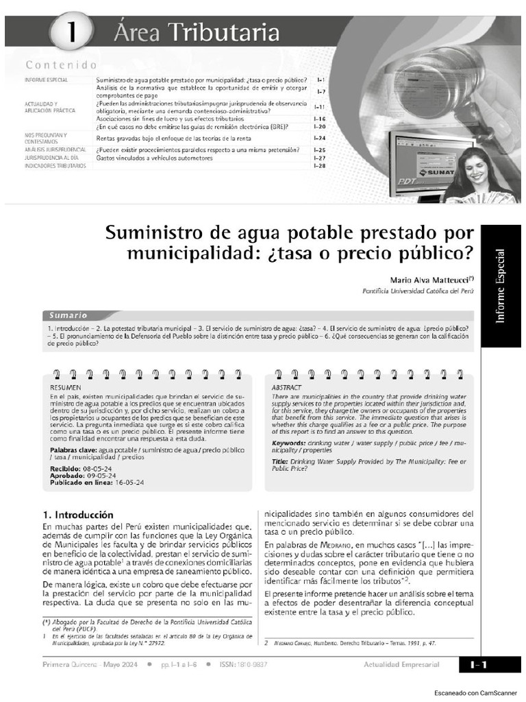 Suministro de Agua Potable - ¿Tasa o Precio Público | PDF