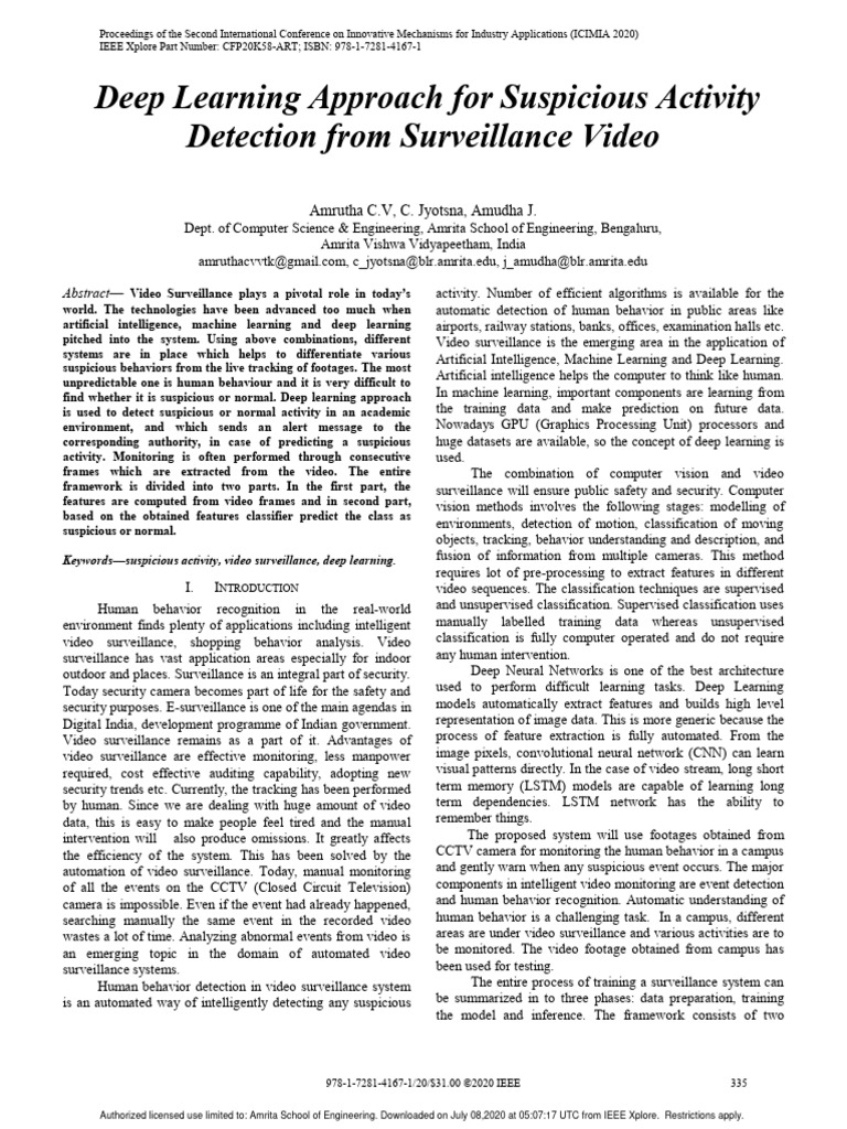 Deep Learning Approach For Suspicious Activity Detection From