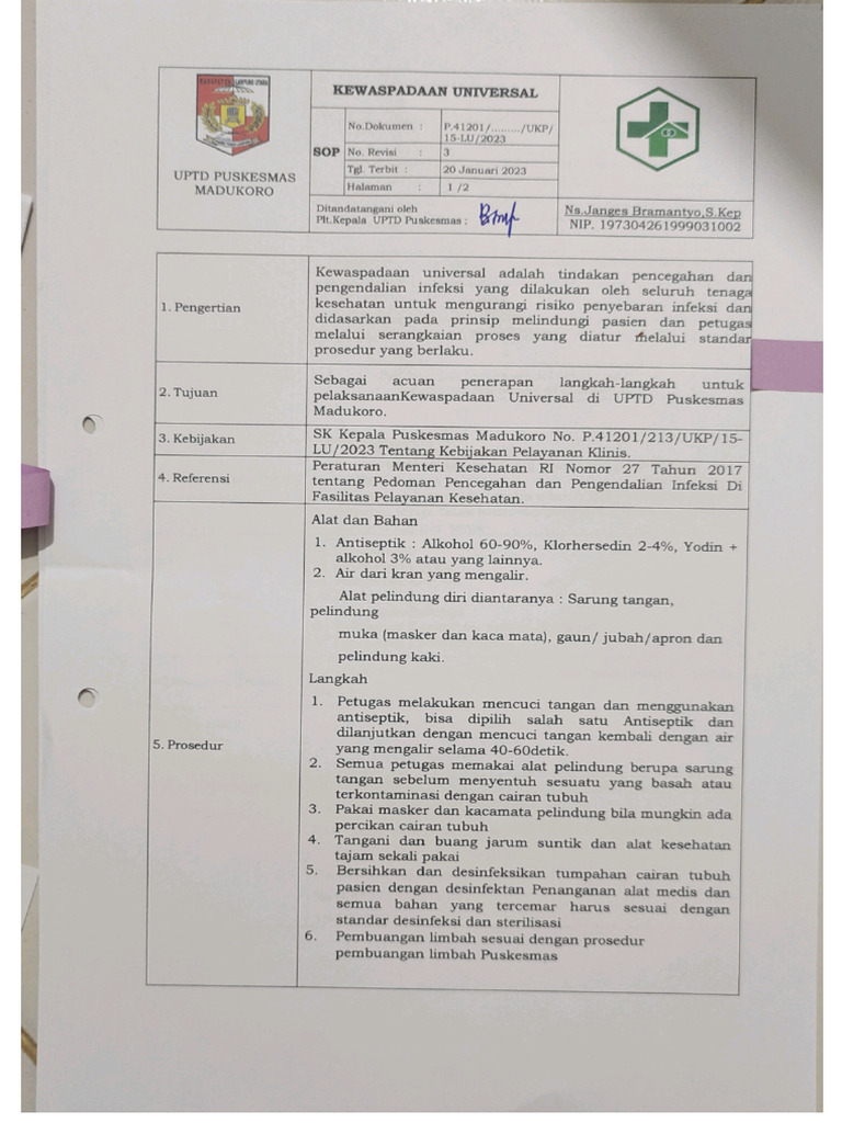 3.7 SOP Kewaspadaan Universal | PDF