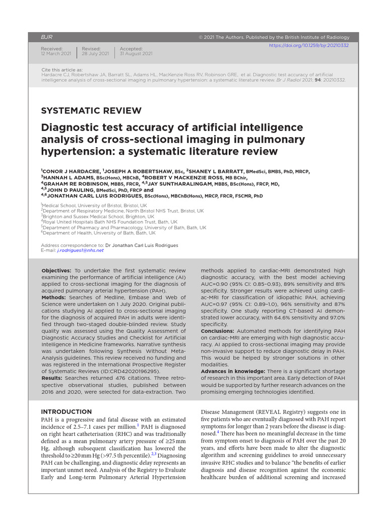 AI in Imaging for Pulmonary Hypertension | PDF | Medical Imaging ...