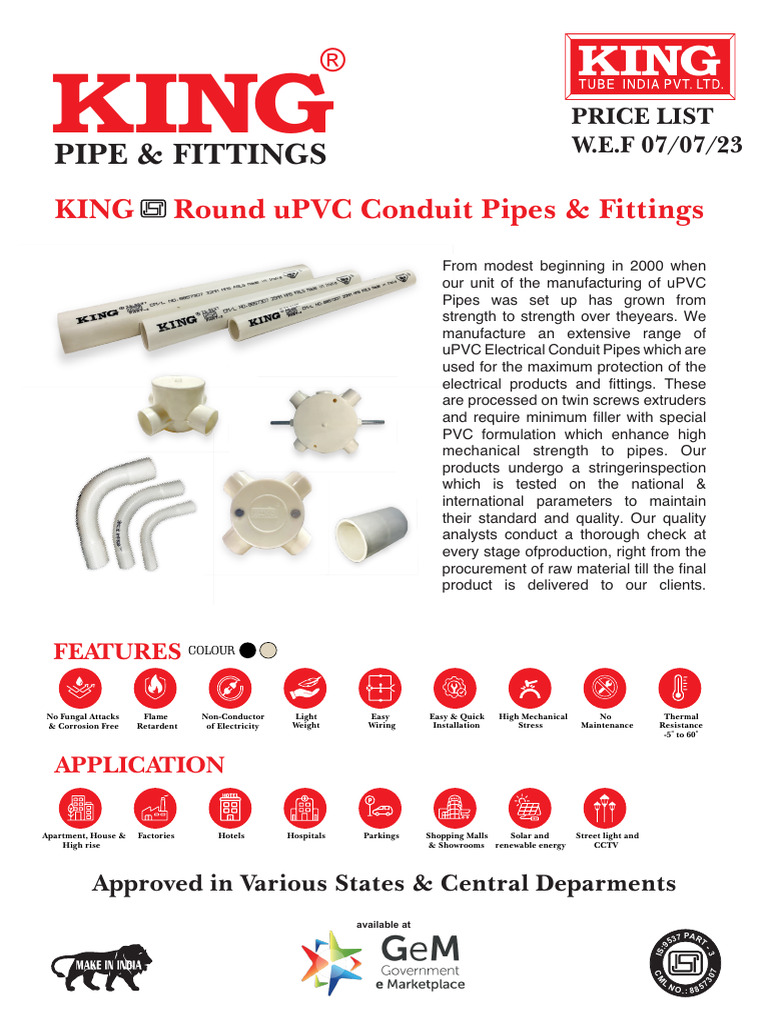 King Pipes Price List With Module-1 | PDF | Pipe (Fluid Conveyance ...
