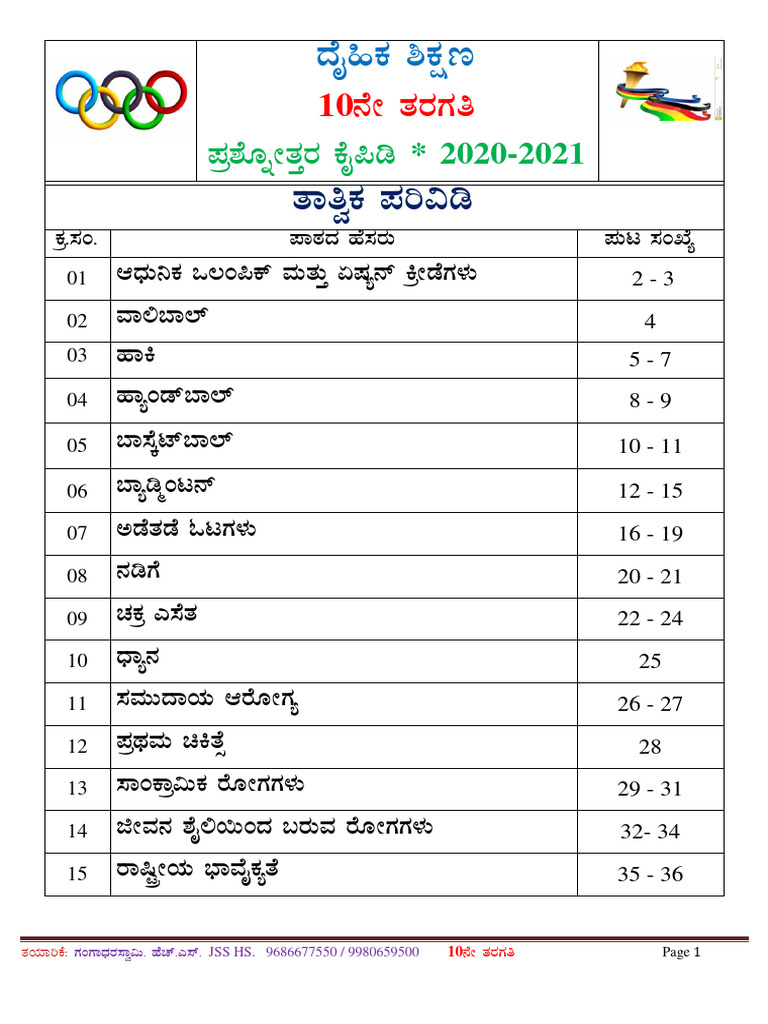 10th STD PE. Notes 2020-2021 | PDF