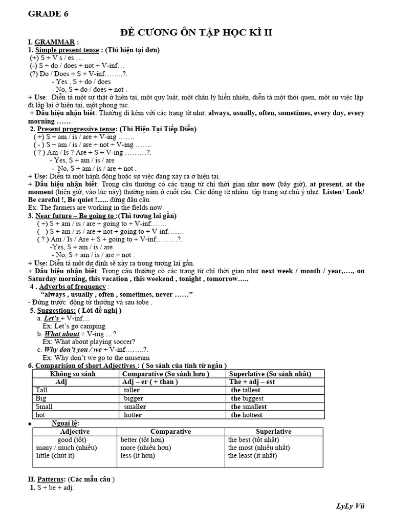 (Lib24.vn) De-Cuong-On-Thi-Hk2-Lop-6-Mon-Tieng-Anh | PDF