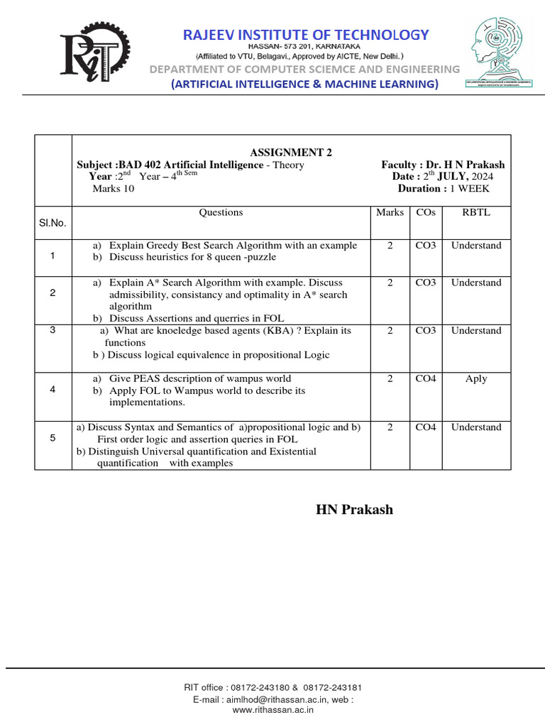 BAD402 AIML Assignment 2 | PDF