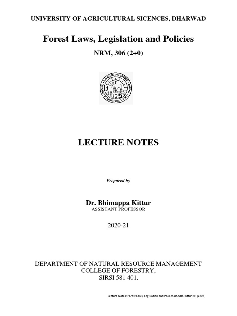 NRM-306-Forest Laws Legislation and Policies | PDF | Bail | Common Law