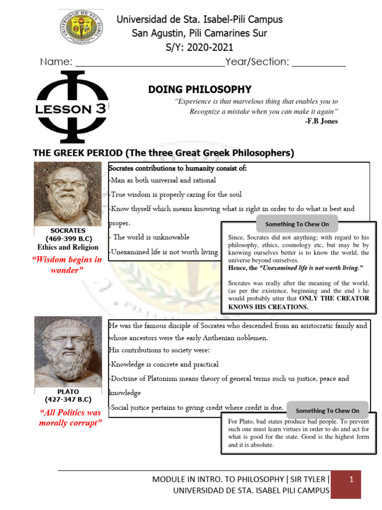 Philo Lesson 3 | PDF | Stoicism | Reason
