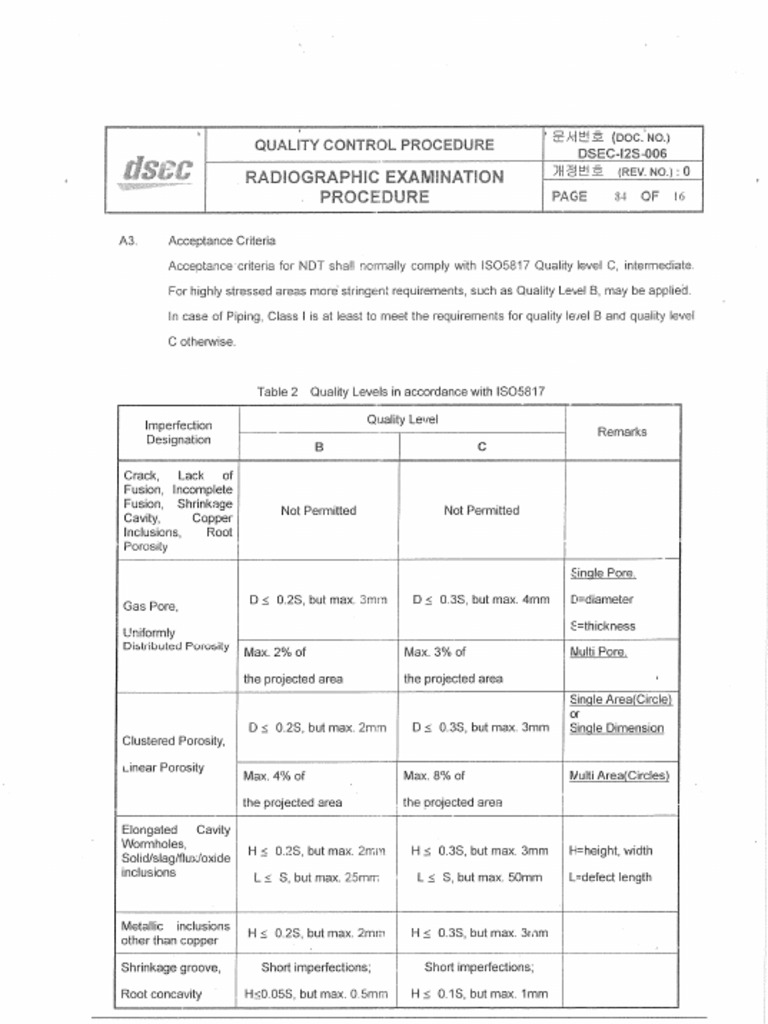 D-Sec ISO 5817 On RT | PDF