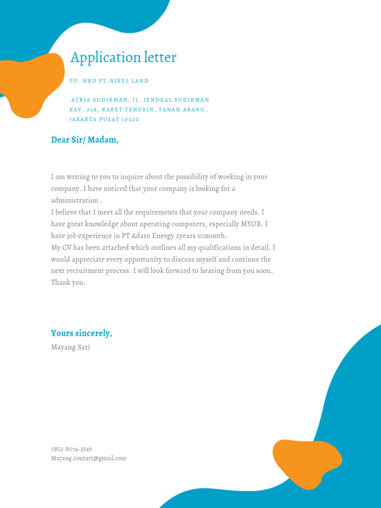 Application Letter | PDF | Career & Growth