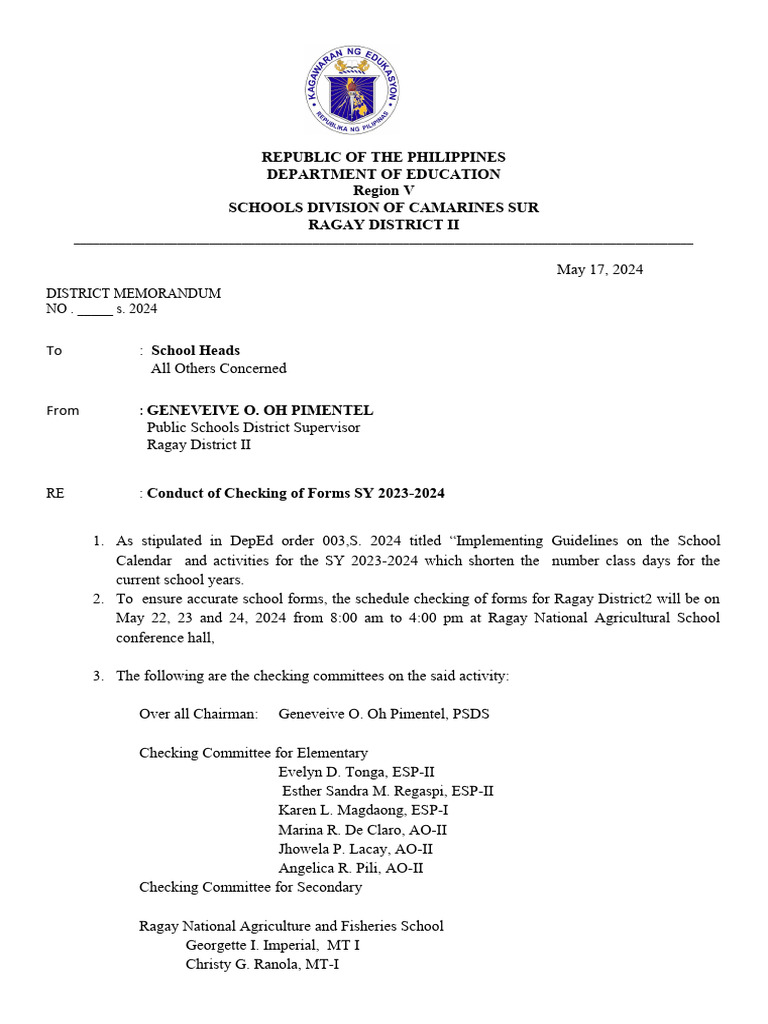 Memo Checking of Forms | PDF