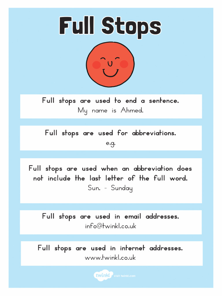 Au M 053 Australia Full Stops Punctuation Poster Ver 3 | PDF