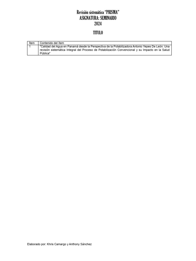 Matriz de Prisma | Descargar gratis PDF | Agua potable | Agua