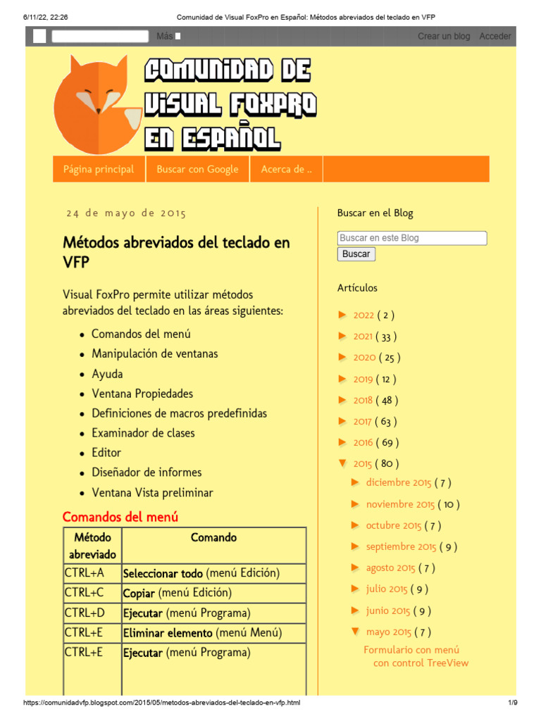 Comunidad de Visual FoxPro en Español - Métodos Abreviados Del Teclado ...