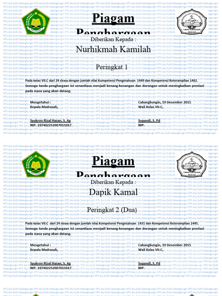 Piagam Ranking | PDF