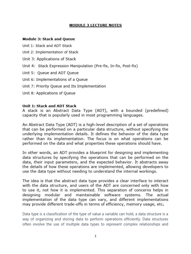 Module 3 Lecture Notes - CSC 317 | PDF | Queue (Abstract Data Type ...