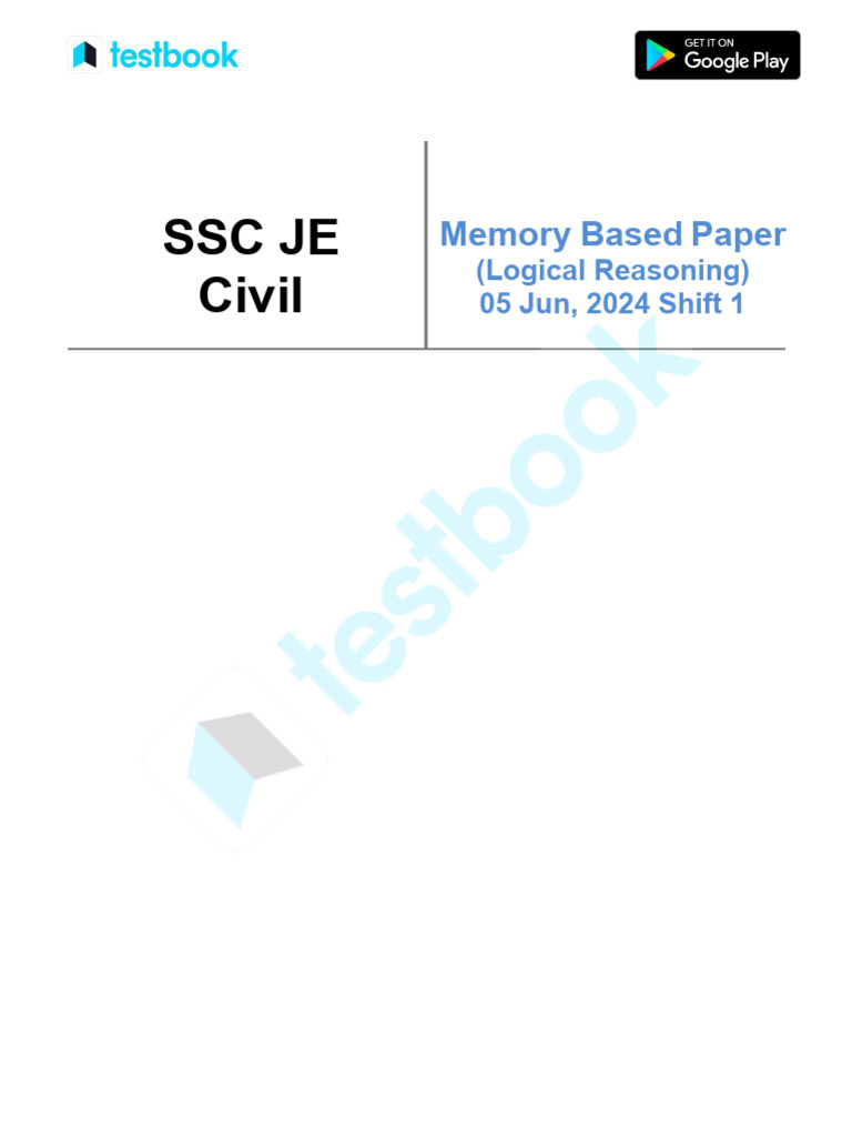 SSC JE Civil (Logical Reasoning) Memory Based Paper (Held On_ 05 Jun ... SSC JE Civil (Logical Reasoning) Memory Based Paper (Held On_ 05 Jun ...