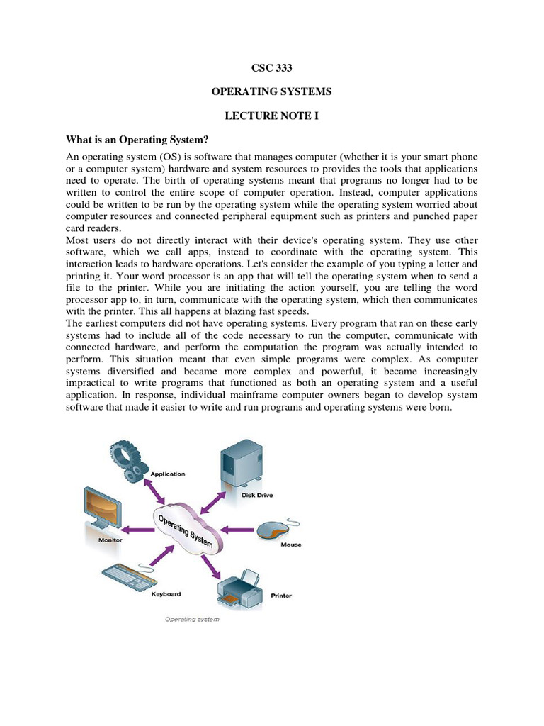 CSC 333 Complete Note | PDF | Operating System | Random Access Memory