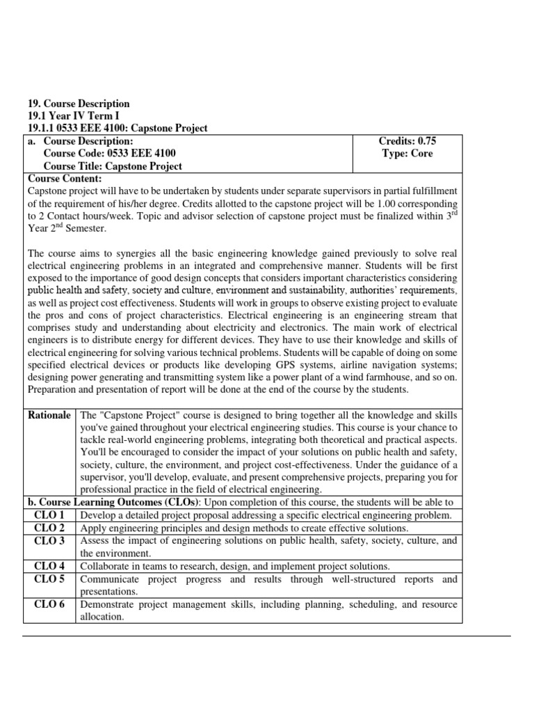 Capstone Project Course Overview | PDF | Electrical Substation ...