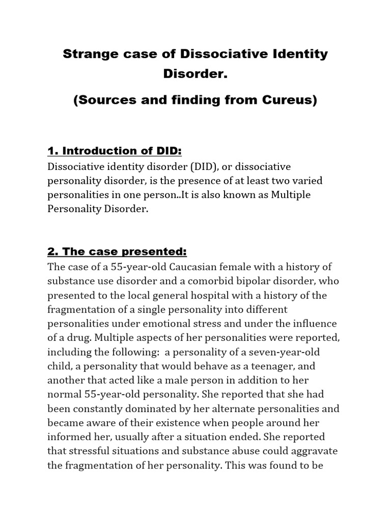 Strange Case of Dissociative Identity Disorder-1 | PDF | Mental ...