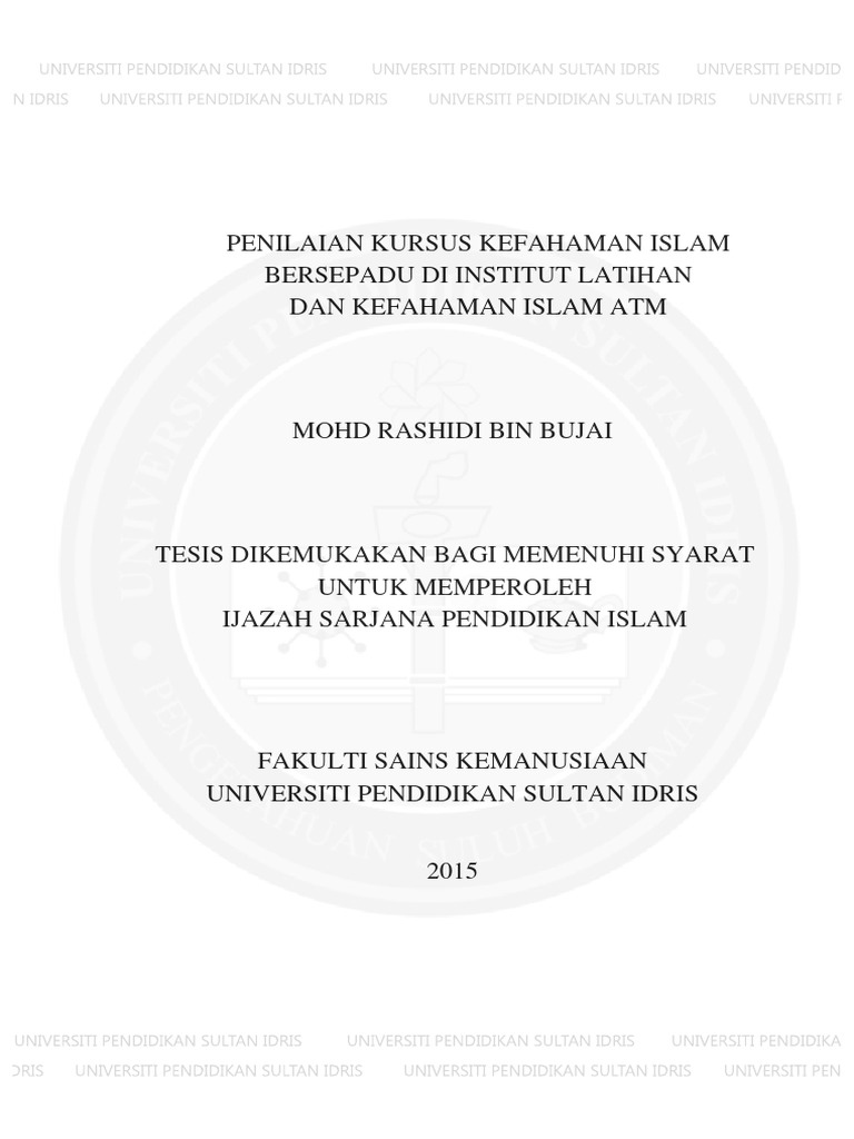 Penilaian Kursus Kefahaman Islam Bersepadu Di Institut Latihan Dan ...