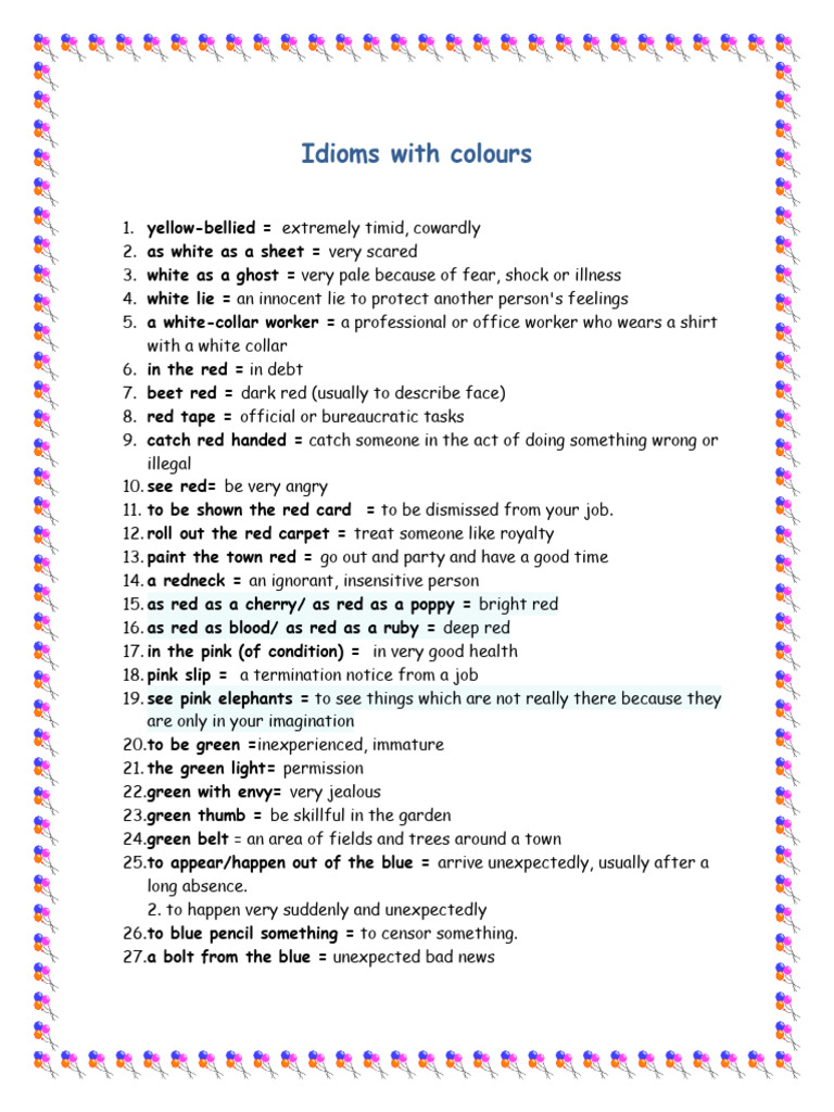 Idioms With Colours | PDF