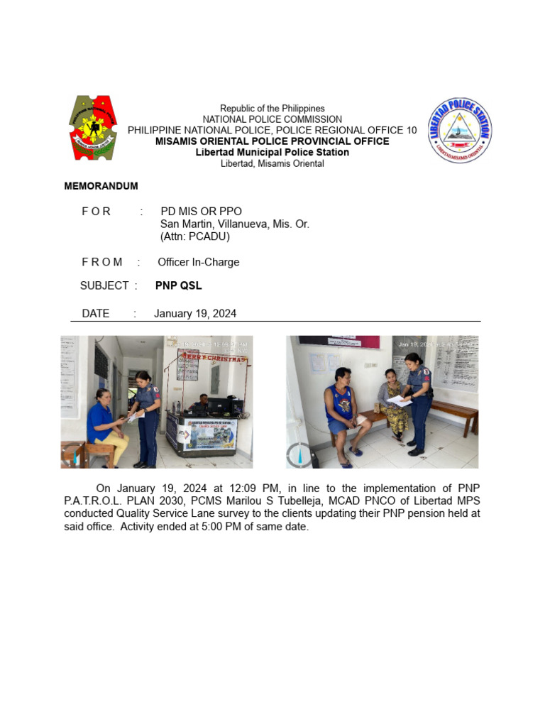 AAR On PNP QSL | PDF | Philippines | Law Enforcement