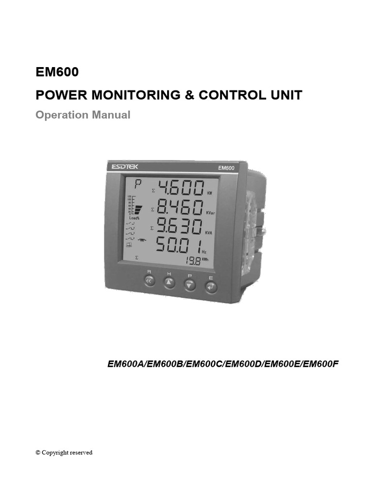 B.01.03 MV SWGR EM600 Operational Manual - EN V2.2 | PDF | Power Supply ...