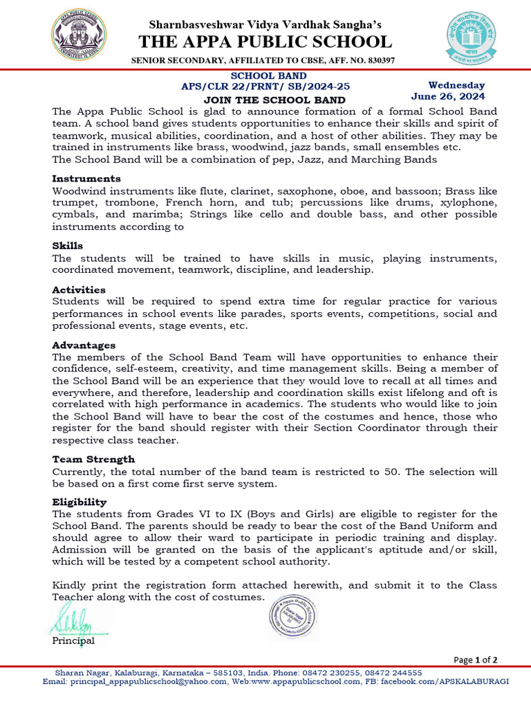 Clr-prnt-22!24!25 School Band Registration-Viju Kalara Jose | PDF ...