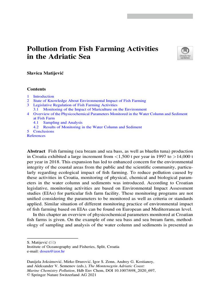 Pollution From Fish Farming Activities in The Adriatic Sea | PDF ...