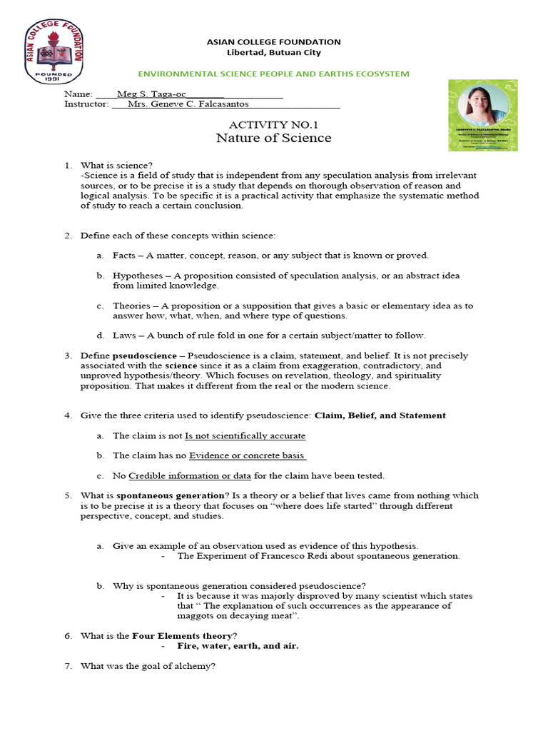 ENVIRONMENTAL-SCIENCE-ACTIVITY-1 | PDF | Experiment | Hypothesis