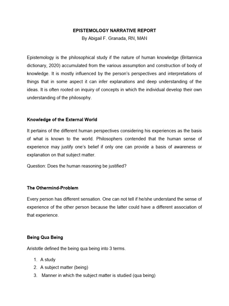 Epistemology Narrative Report | PDF | Epistemology | Rationalism